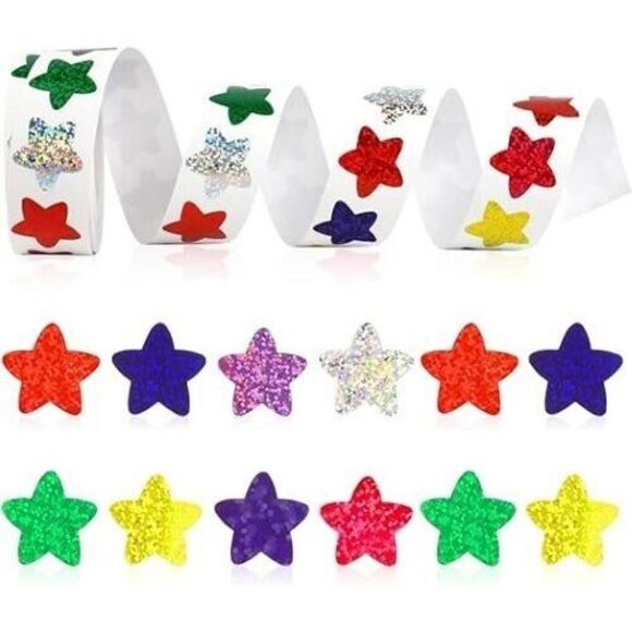 Design | 50pcs Star Shaped Sparkling Multicolor 1 Inch Stickers Labels ...